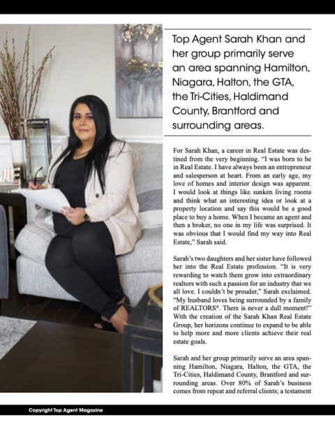GTA Real Estate Agent Sarah Khan - Top Agent Magazine